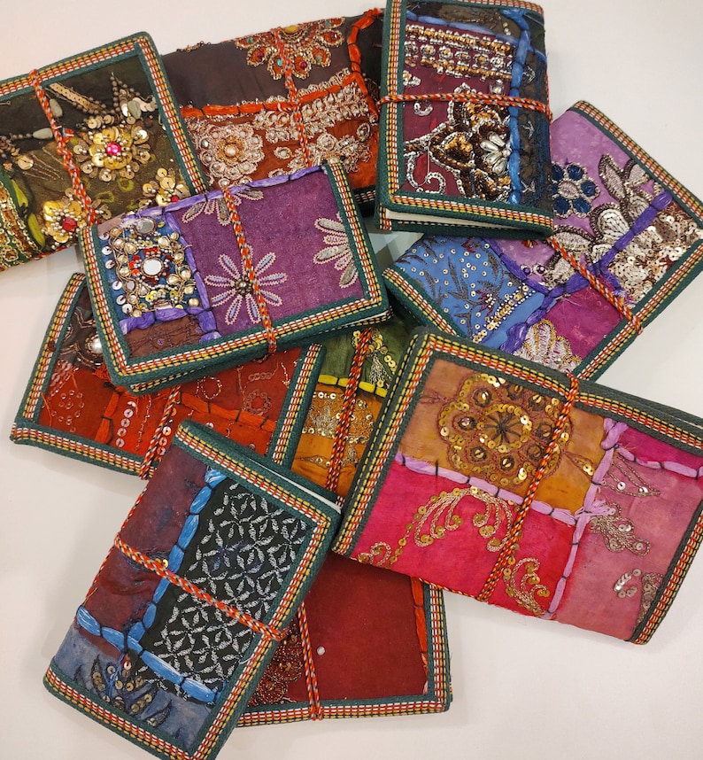 Handcrafted Sari Fabric Bound Writing Notebook , Refillable Recycled ...