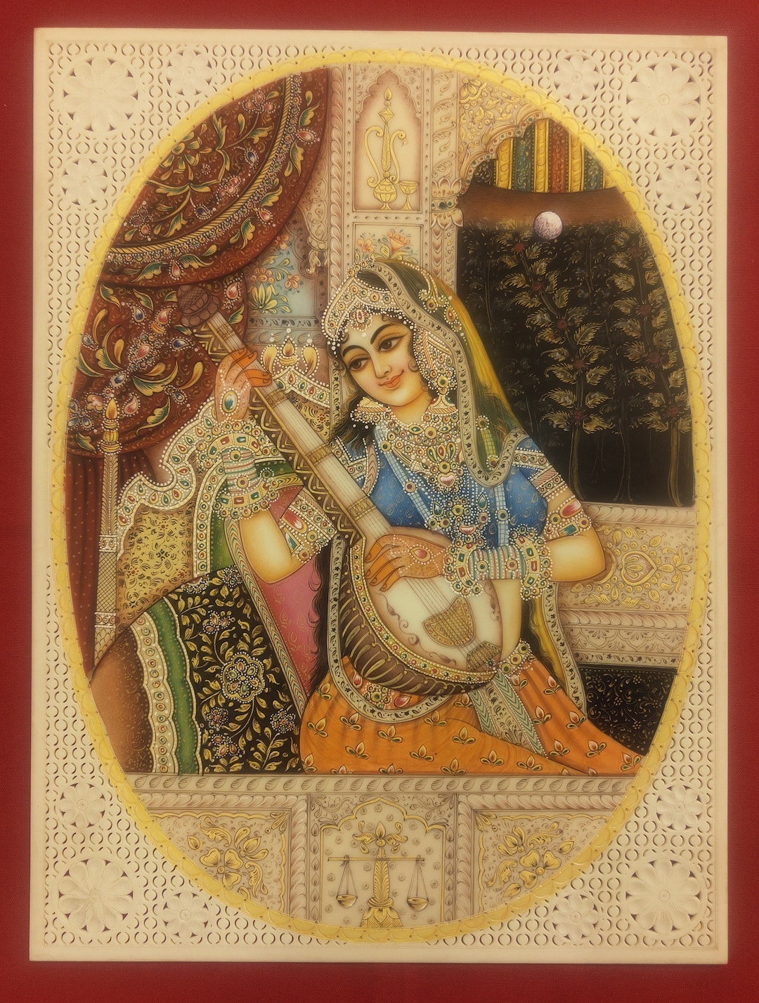 Lady indienne Ragini Shringar Ras faite à la main, peinture miniature ...