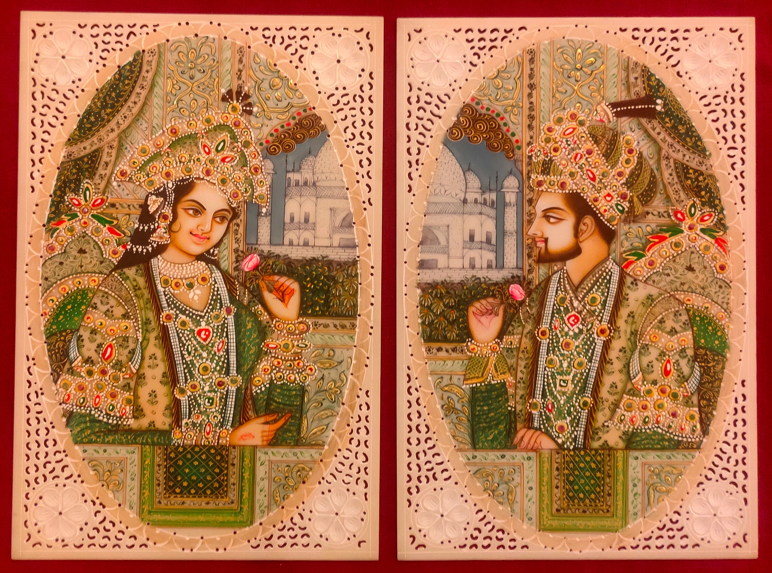 Shah Jahan And Mumtaz Mahal With Taj Mahal