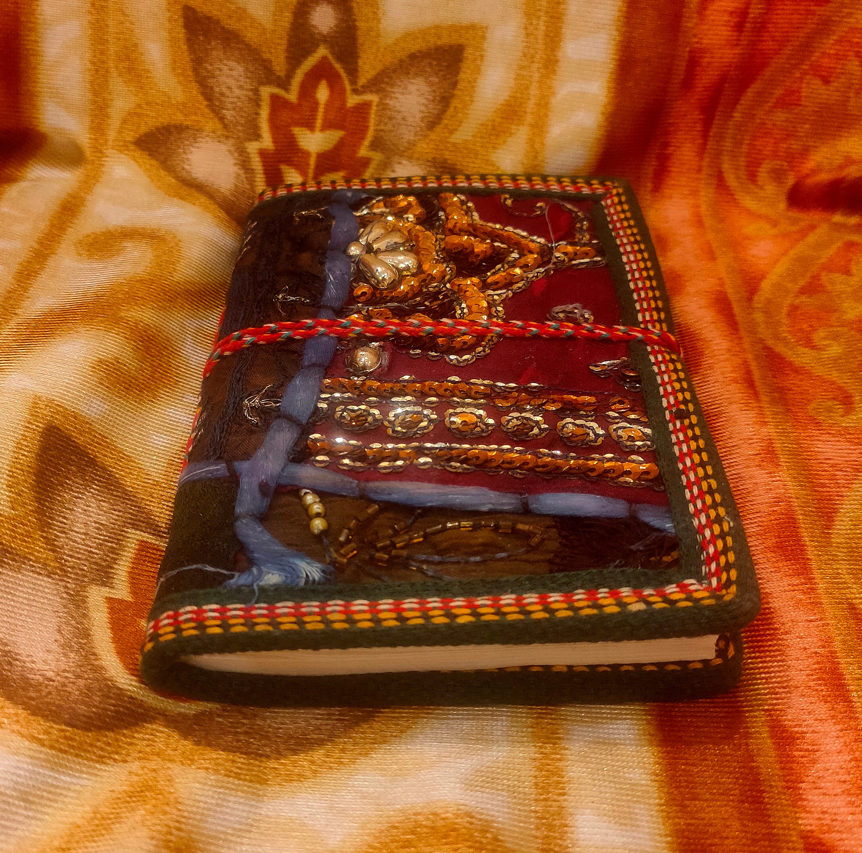 Handmade Sari Fabric Journal , Assorted Beautiful Zari Work Writing ...