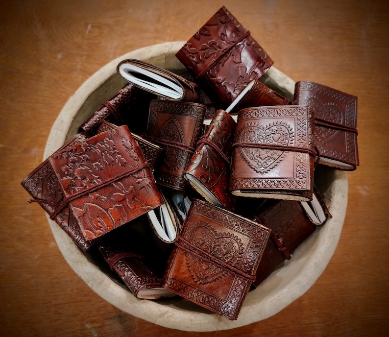 Pack of 5 Handmade Mini Leather Journal Recycled Acid Free - Etsy