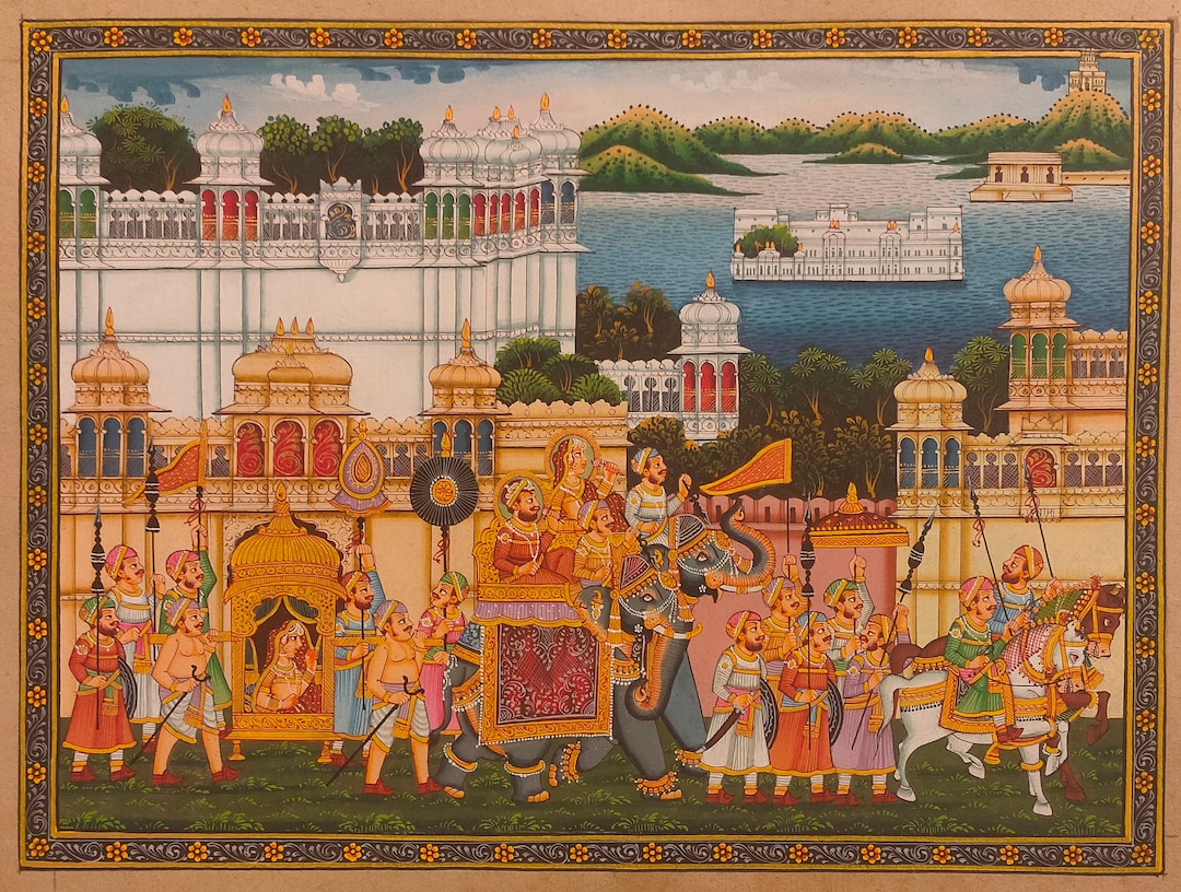 Indian Hand Painted Fine Rajasthani Procession Miniature Work , Wall ...