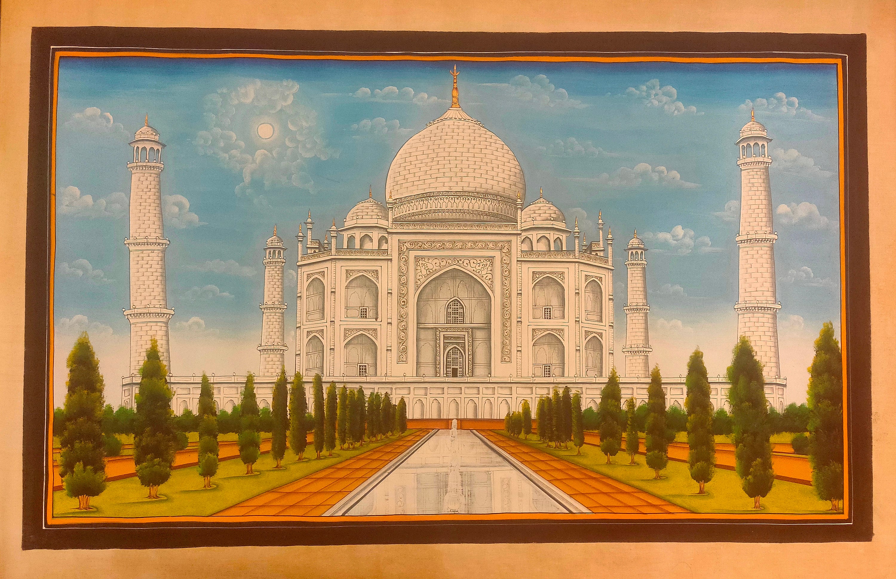 Hand Painted Mughal Indian Miniature Painting Taj Mahal | Etsy