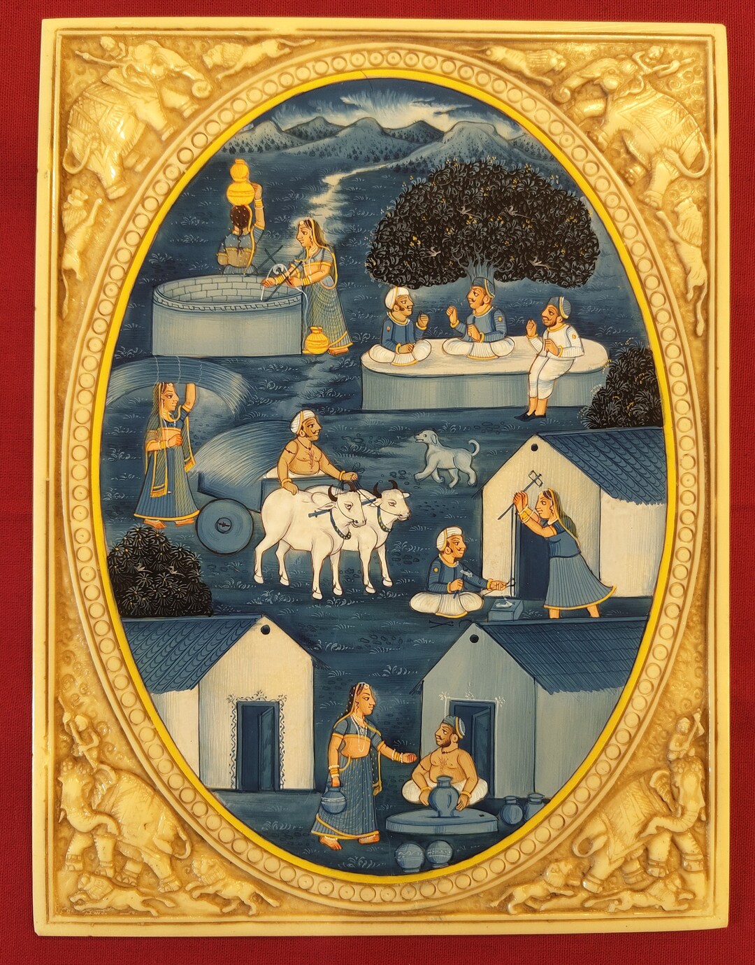 Indian Handmade Village Scene Finest Traditional Rajasthani Miniature ...