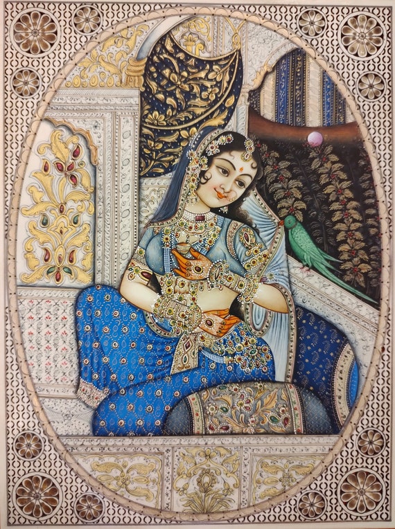 Miniature Painting Hand Painted Ragini Lady Original Synthetic - Etsy