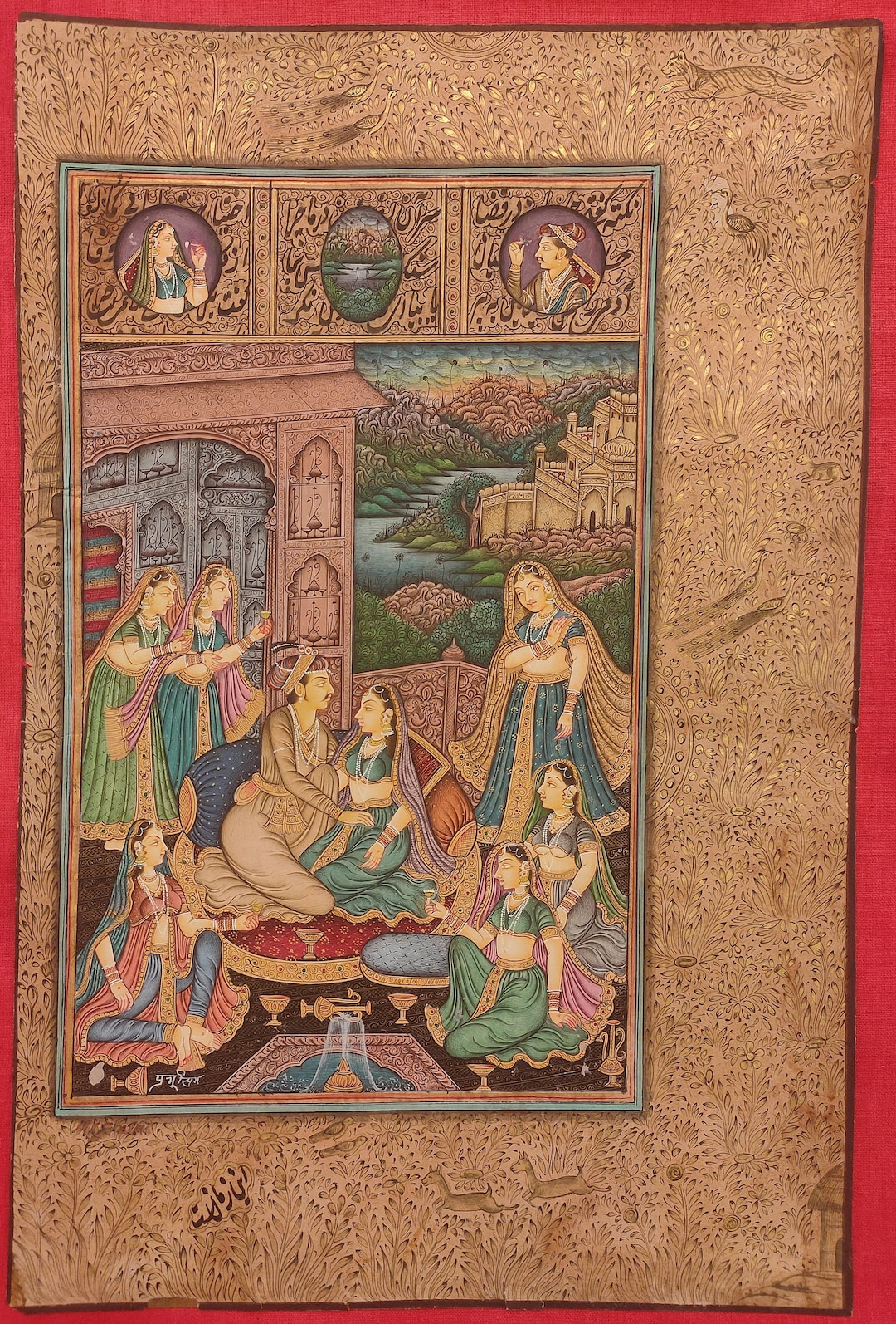 Mughal King and Queens Hand Painted Miniature Love Scene Fine Persian ...