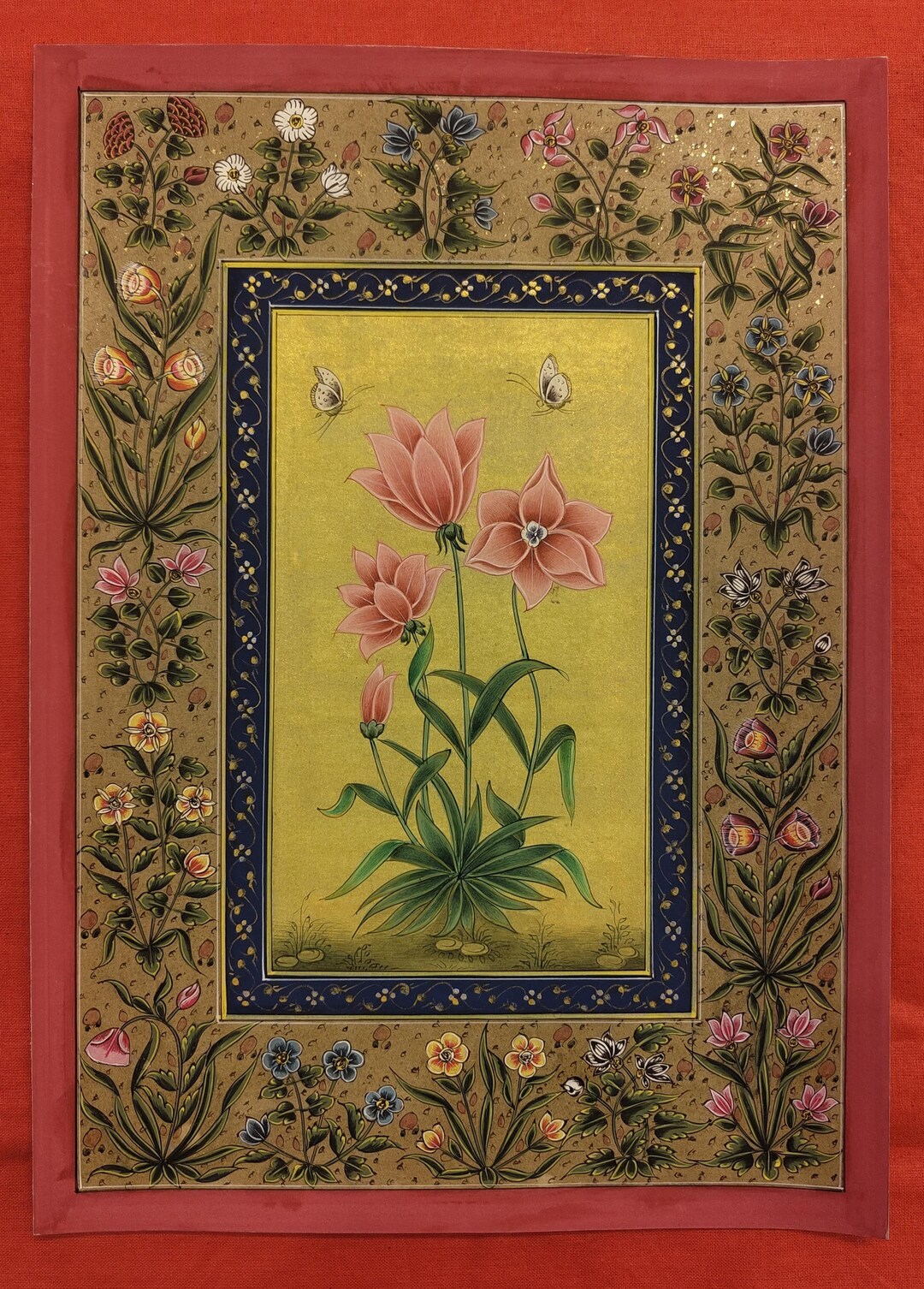 Original Hand Painted Flower Finest Indian Antique Miniature Painting ...