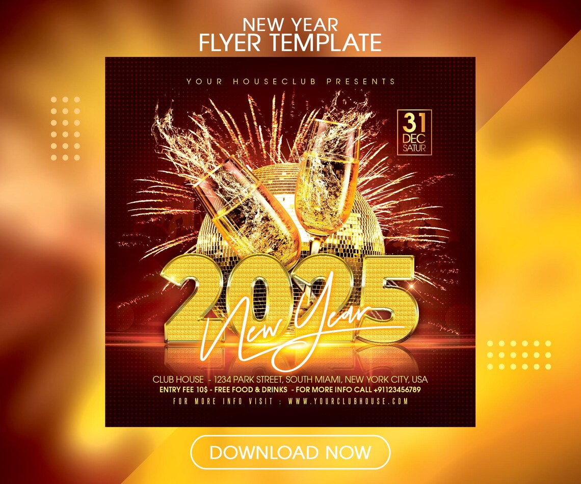 Editable New Year Flyer, New Year, New Years Eve, New Year Party, Happy ...