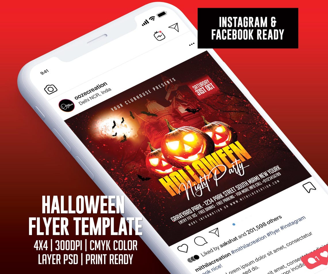 Buy Editable Halloween Flyer Template, Halloween Party, Halloween ...