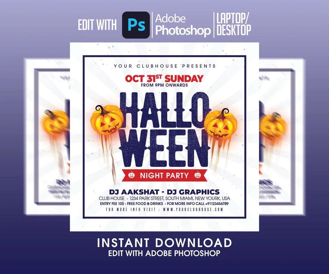 Editable Halloween Flyer Template, Halloween Party, Halloween Editable ...