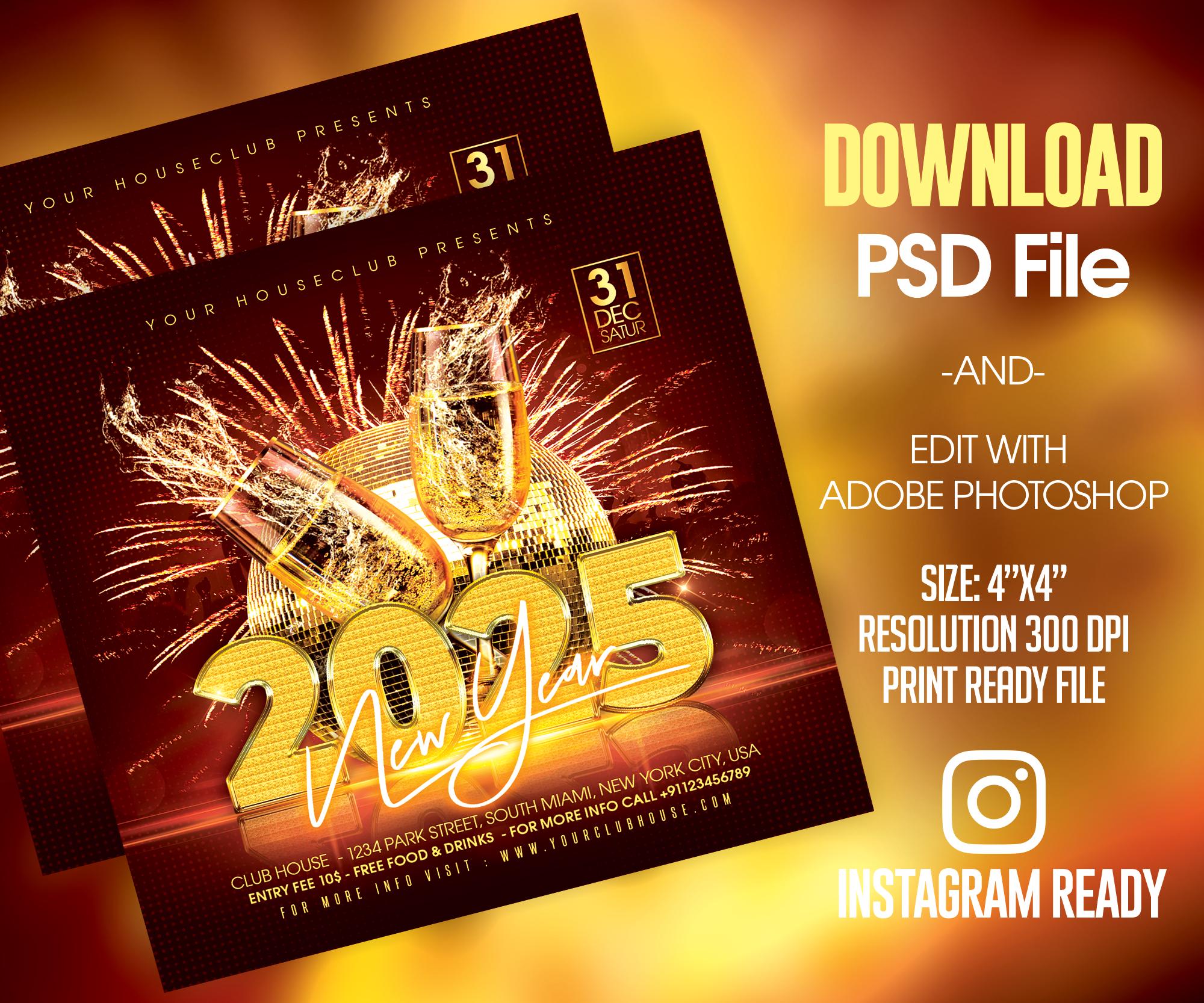 Editable New Year Flyer, New Year, New Years Eve, New Year Party, Happy ...