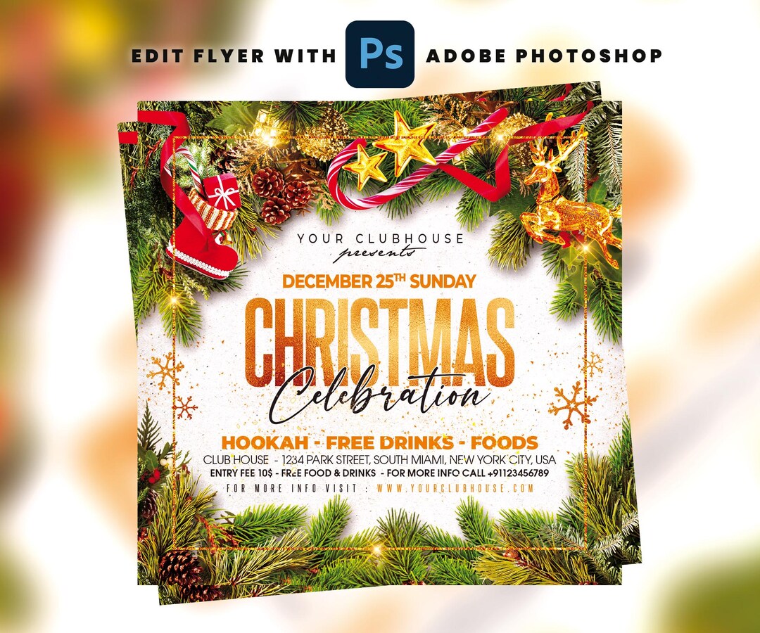 Christmas Flyer Template, Christmas Party Sale, Holiday Flash Sale ...
