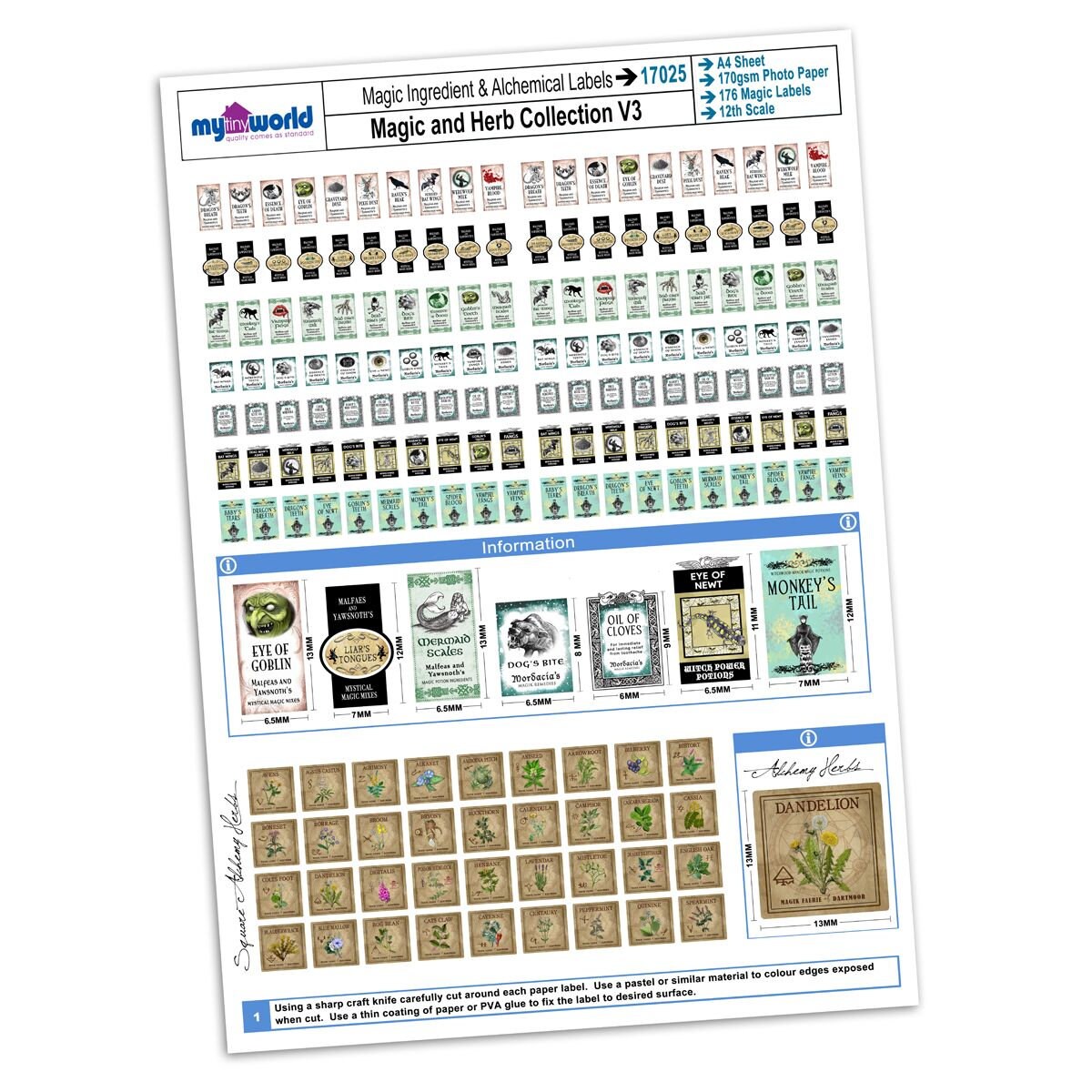 Dolls House Miniature 176 Magic Labels for Bottles A4 Value - Etsy