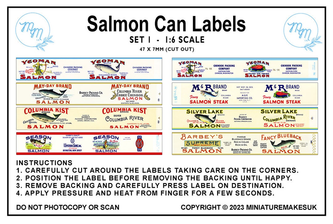 Miniature Salmon Can Labels - Etsy
