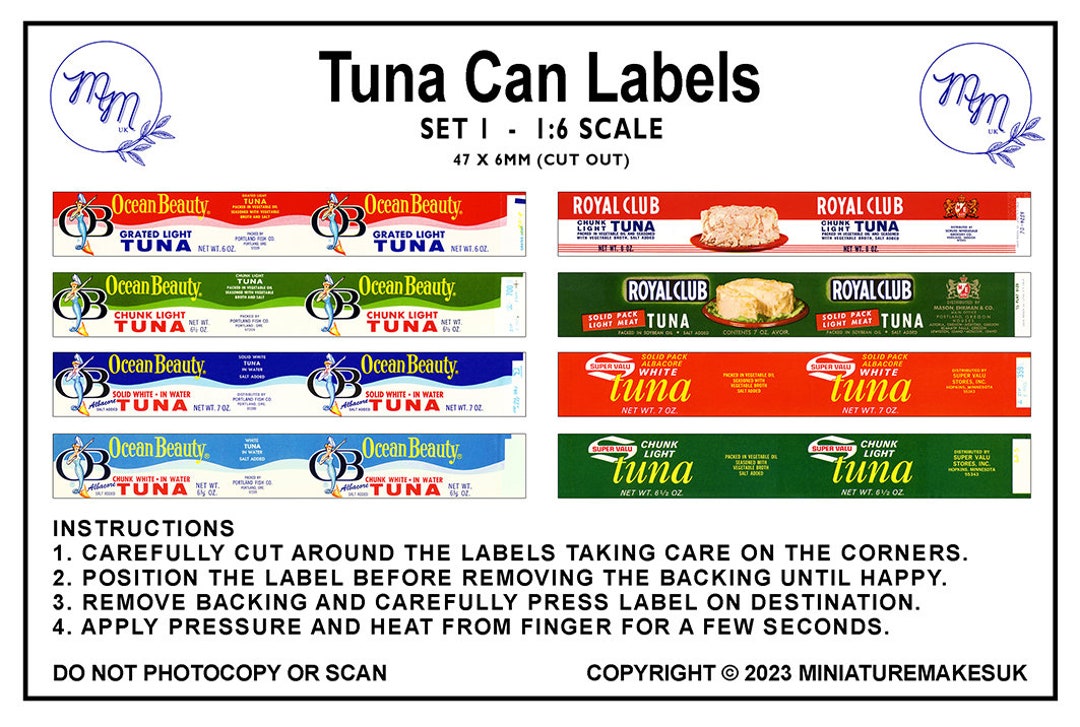 Miniature Dolls House Tuna Can Labels - Etsy