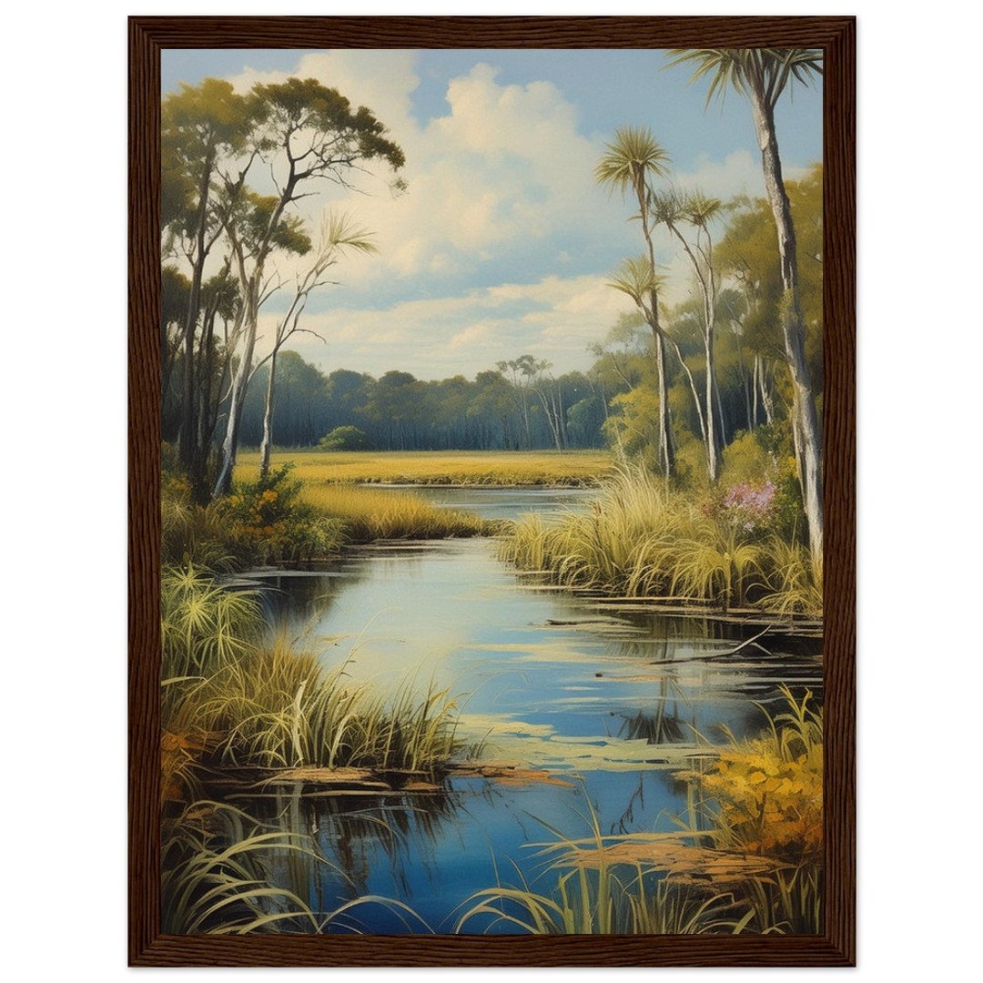 Old Florida Wetland Swamp Wall Art - Premium Matte Paper Wooden Framed ...