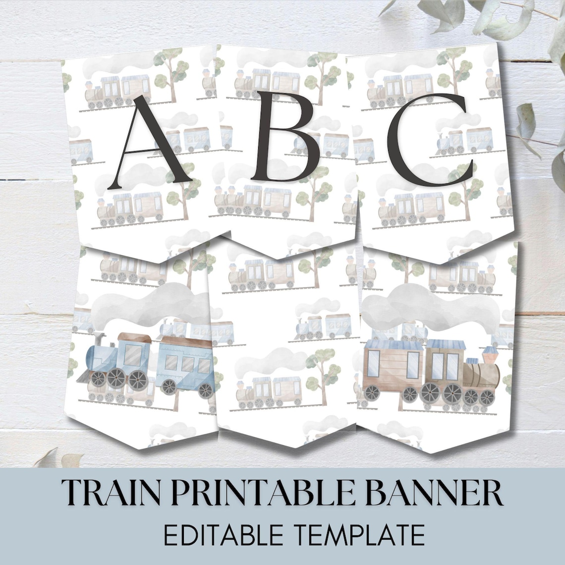 Printable Banner, Train Party Decor, Trains Party Banner, Train ]party ...