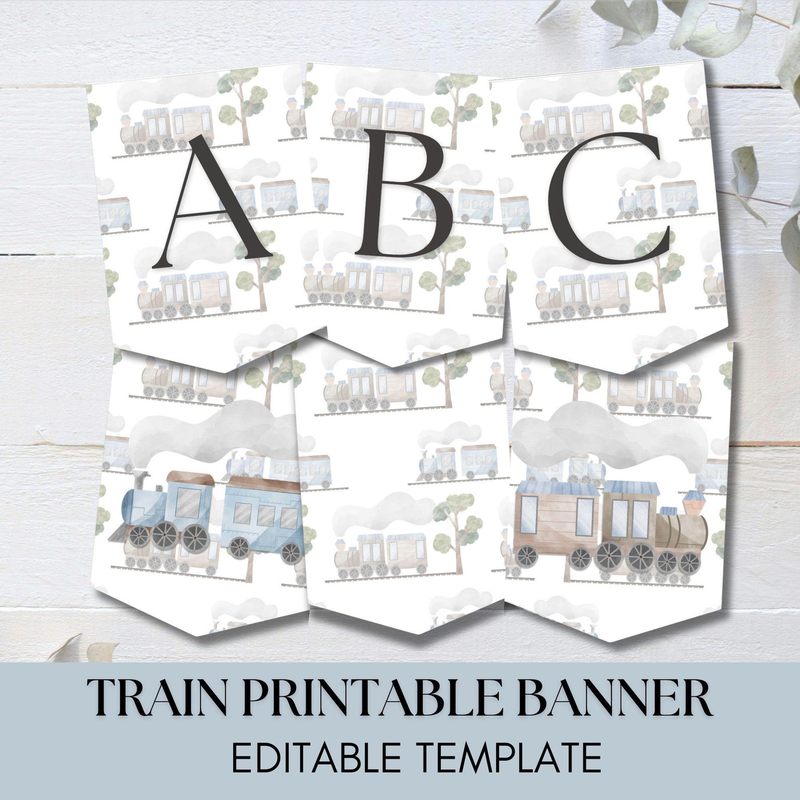 Printable Banner, Train Party Decor, Trains Party Banner, Train ]party ...