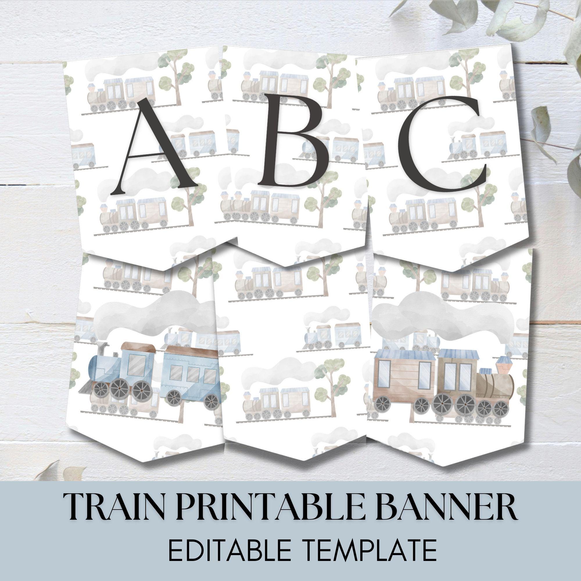 Printable Banner, Train Party Decor, Trains Party Banner, Train ]party ...