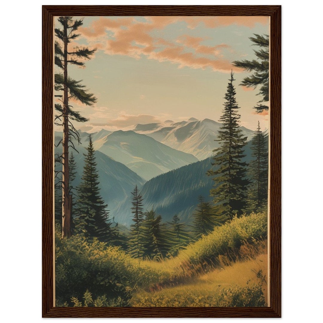 Sunset Nature Wilderness Mountains Vintage 1940s Postcard Decorative ...