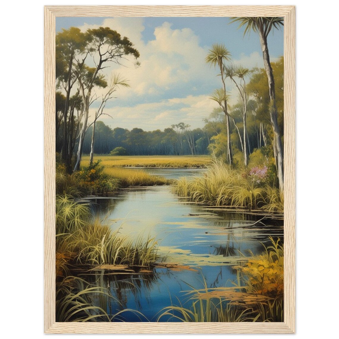 Old Florida Wetland Swamp Wall Art - Premium Matte Paper Wooden Framed ...