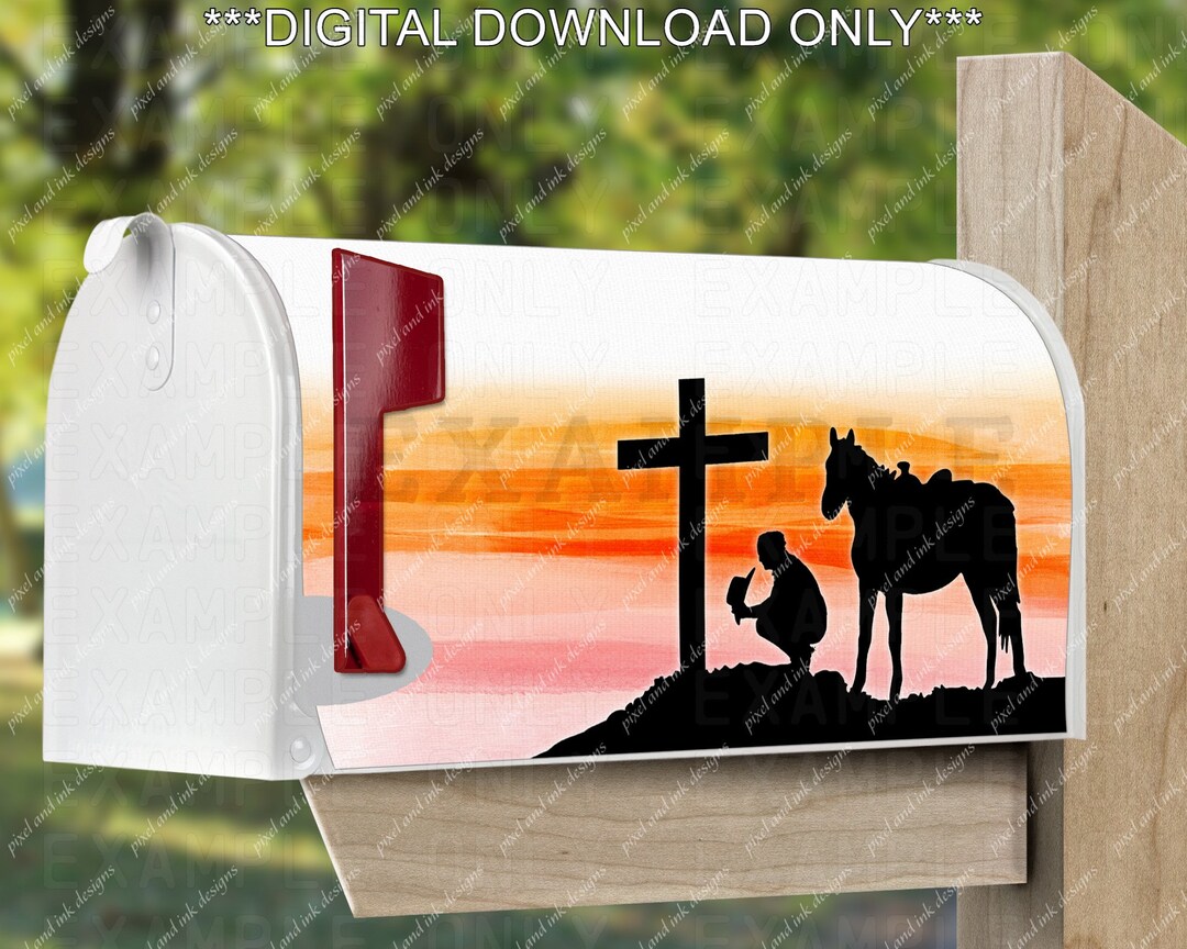 Mailbox Cover Design With a Cowboy in Prayer. Designed With Small ...