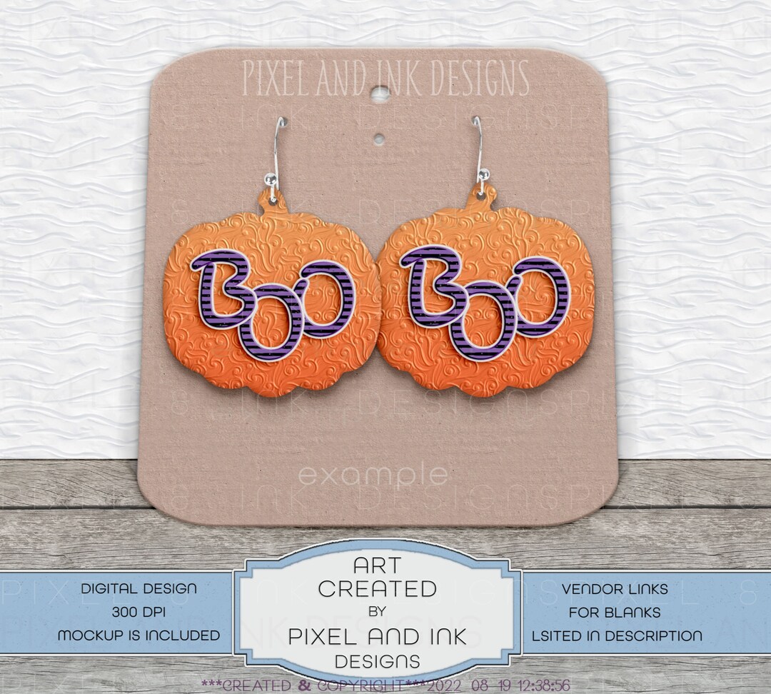 Digital Design Set, Halloween Earring Png, Pumpkin Shaped, Faux Layered ...