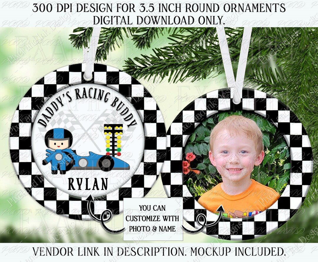 Customizable PNG Tree Ornament, Tree Decor, Race Car Design, Photo ...