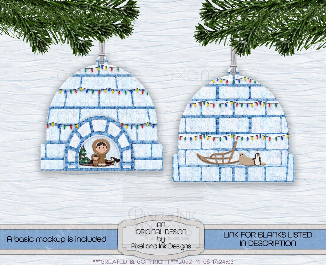 Digital Design Set, Cute Igloo Design, for Beanie Shaped Ornament ...