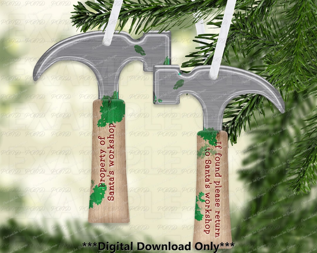 Digital Design, Hammer Ornament, Elf Hammer, Tree Decor, Christmas ...