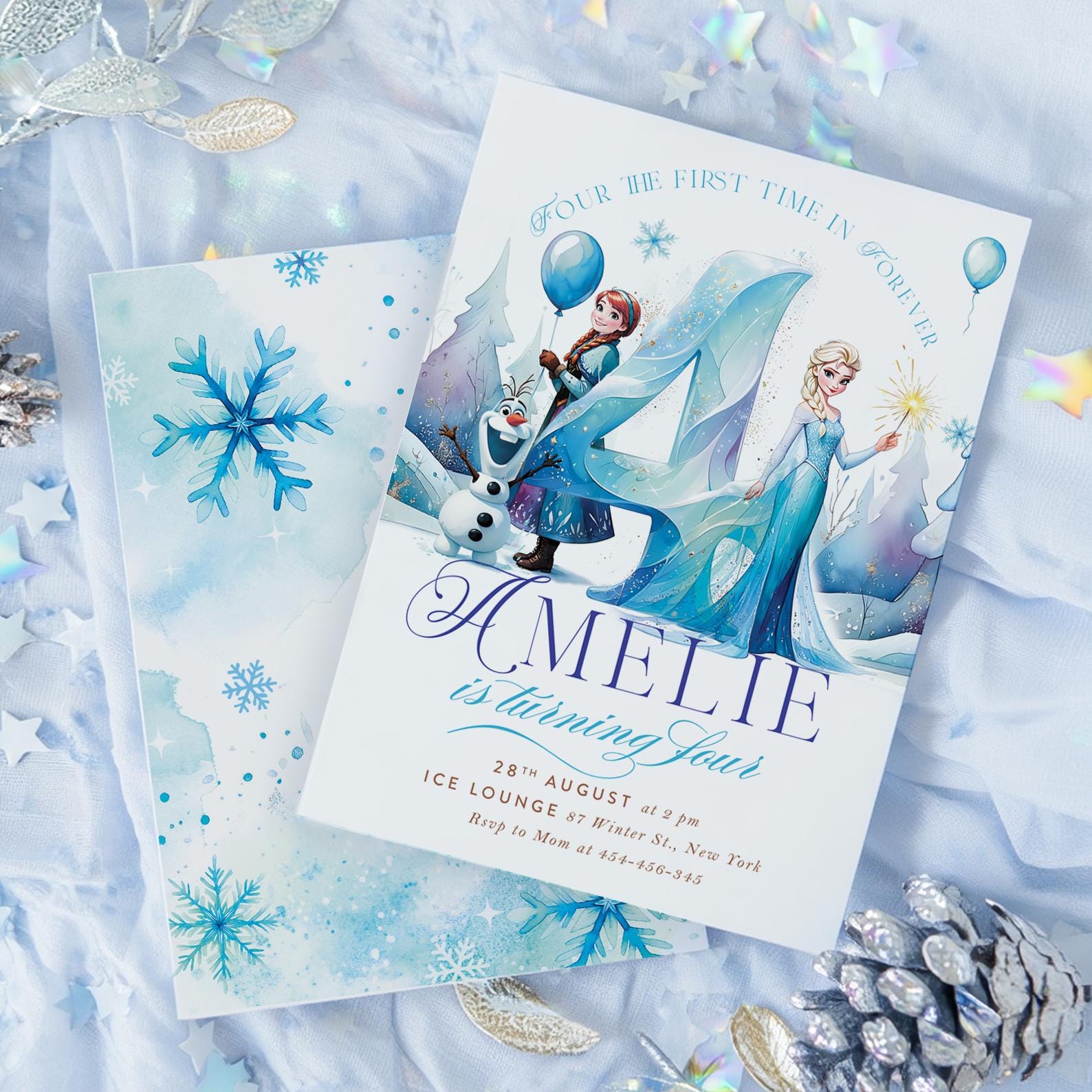 Frozen Theme Birthday Invitation, Girls Birthday Invite, Frozen Elsa ...