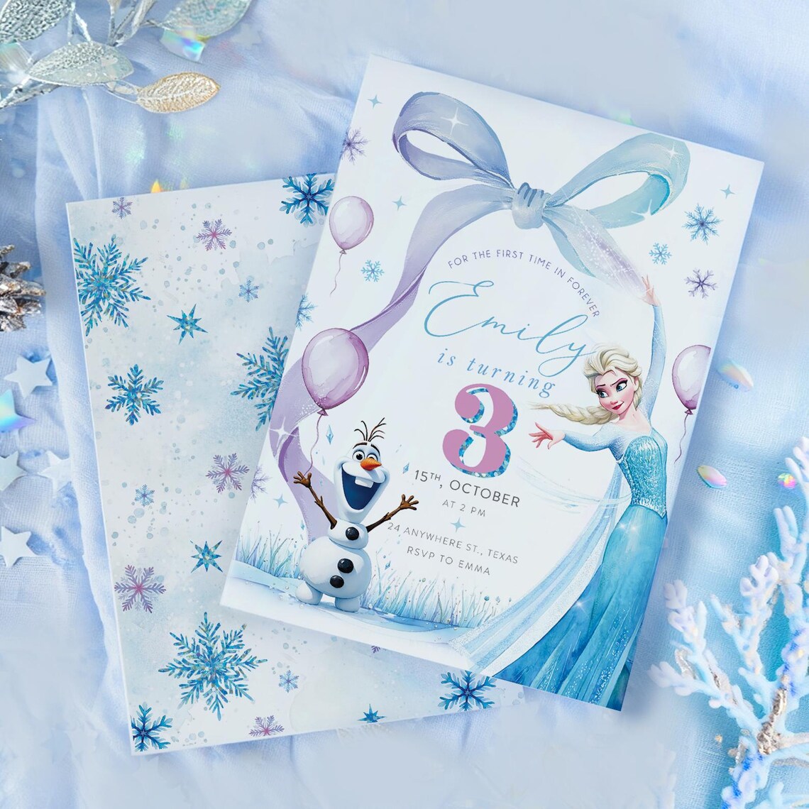 Frozen Theme Birthday Invitation, Girls Birthday Third Invite, Frozen ...