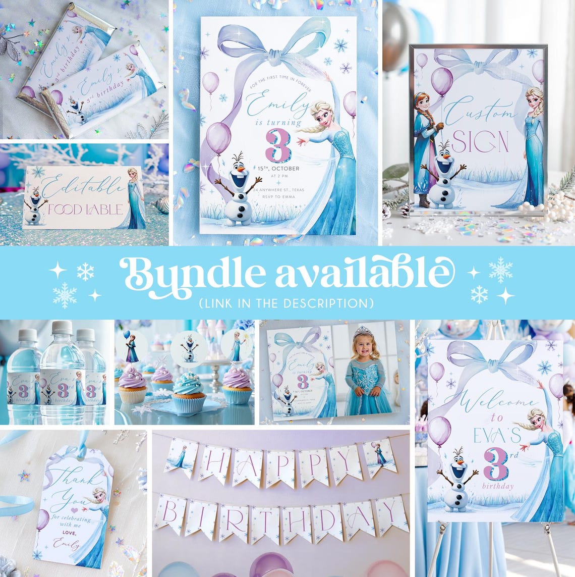 Frozen Theme Birthday Invitation, Girls Birthday Third Invite, Frozen ...