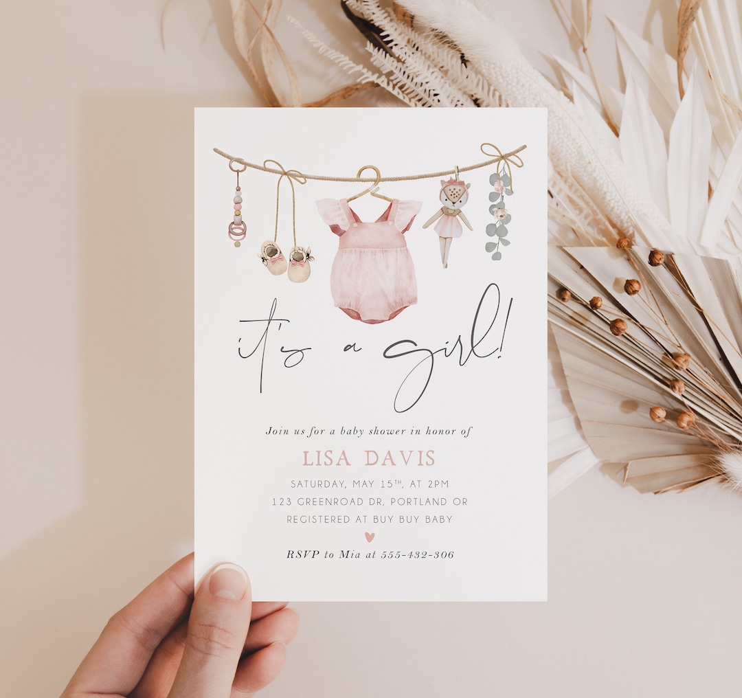 Girl Baby Clothes Baby Shower Invitation A Sweet Baby Girl is on Her ...