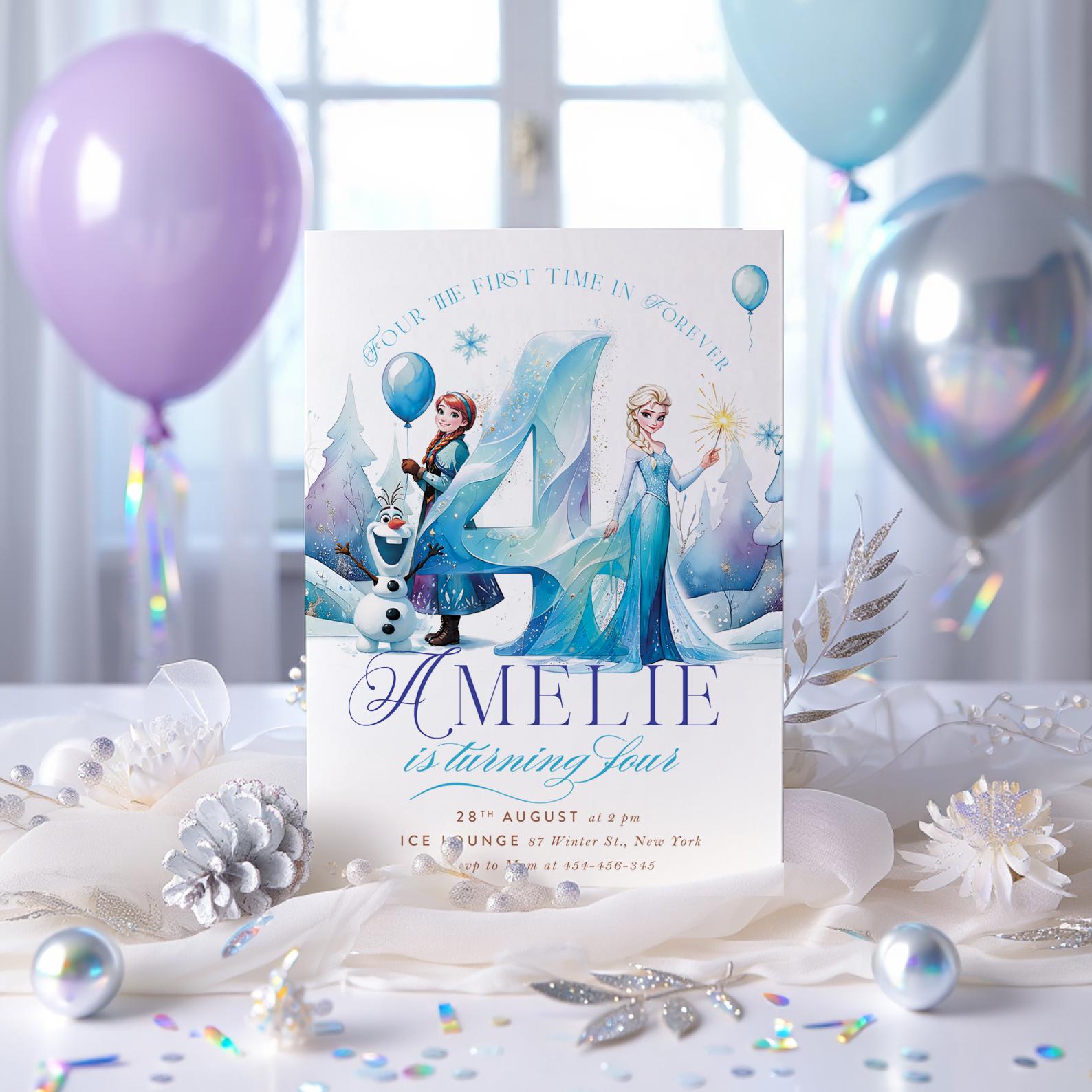 Frozen Theme Birthday Invitation, Girls Birthday Invite, Frozen Elsa ...