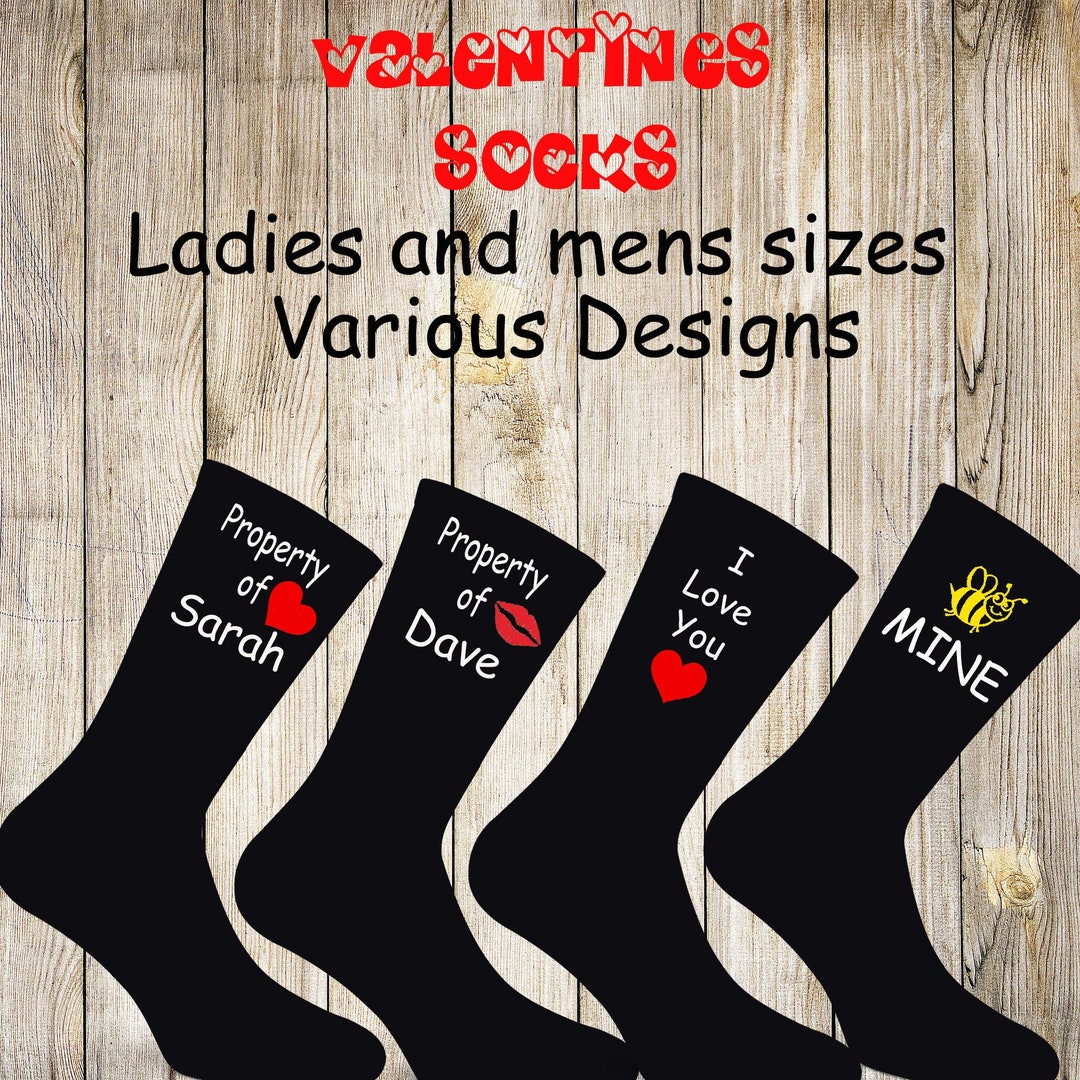 Valentines Socks Personalised, Anniversary Gift, Stocking Filler ...