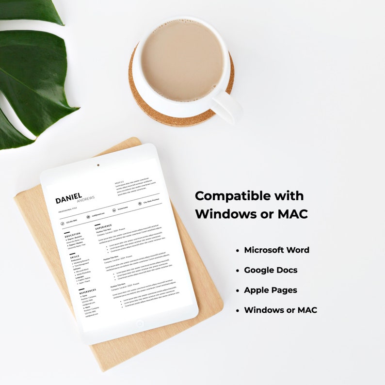 Professional Resume Template, CV Template | Clean & Minimal Resume | US ...