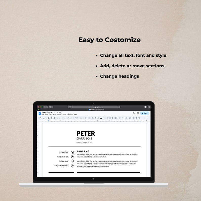 Professional Resume Template, CV Template | Clean & Minimal Resume | US ...
