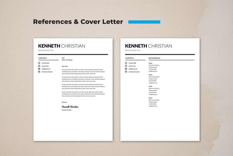 Professional Resume Template, CV Template | Clean & Minimal Resume | US ...