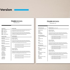Professional Resume Template, CV Template | Clean & Minimal Resume | US ...