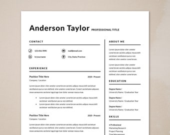 Teacher Resume Template, CV Template | Clean & Minimal Resume | US ...