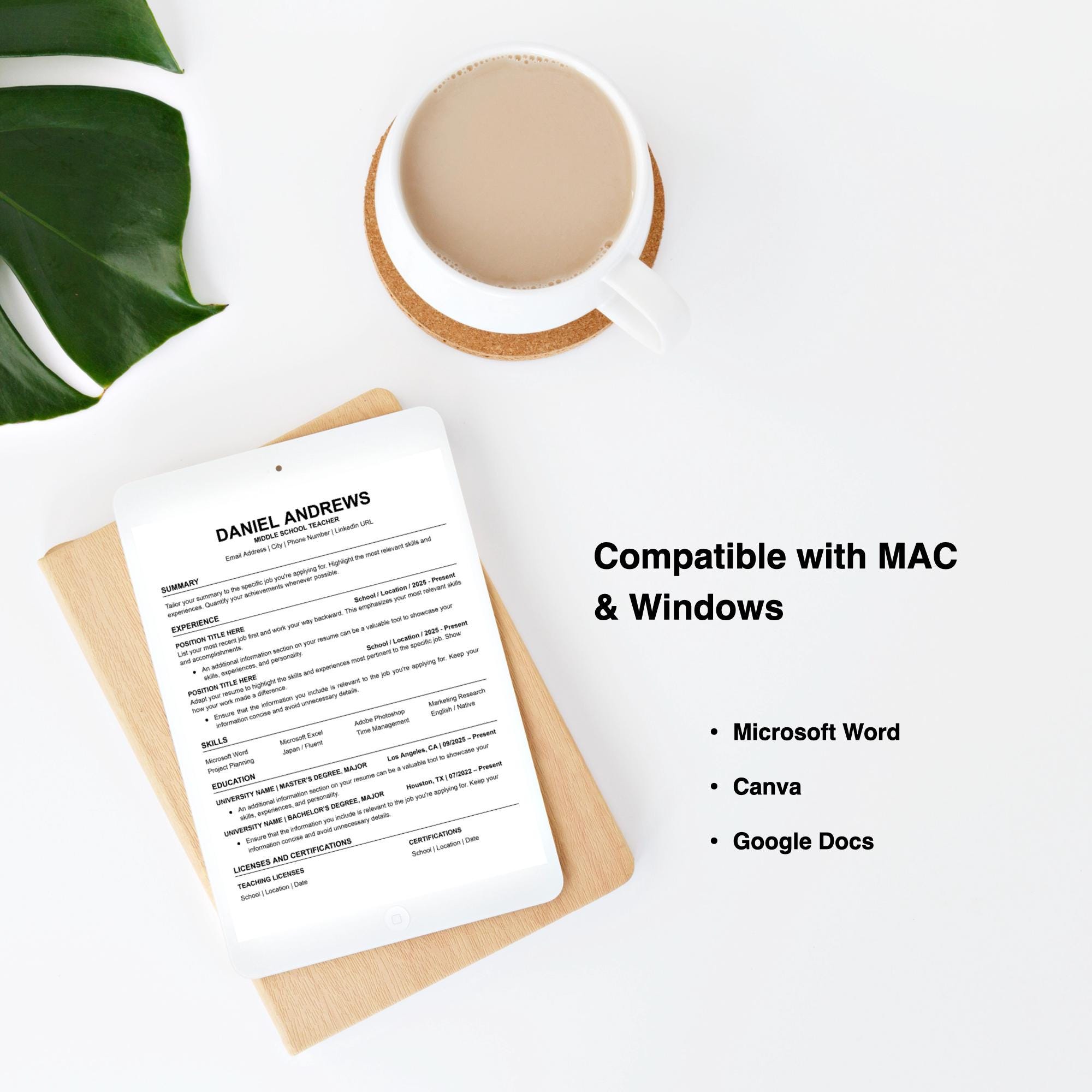 Teacher Resume Template, CV Template | Clean & Minimal Resume | US ...