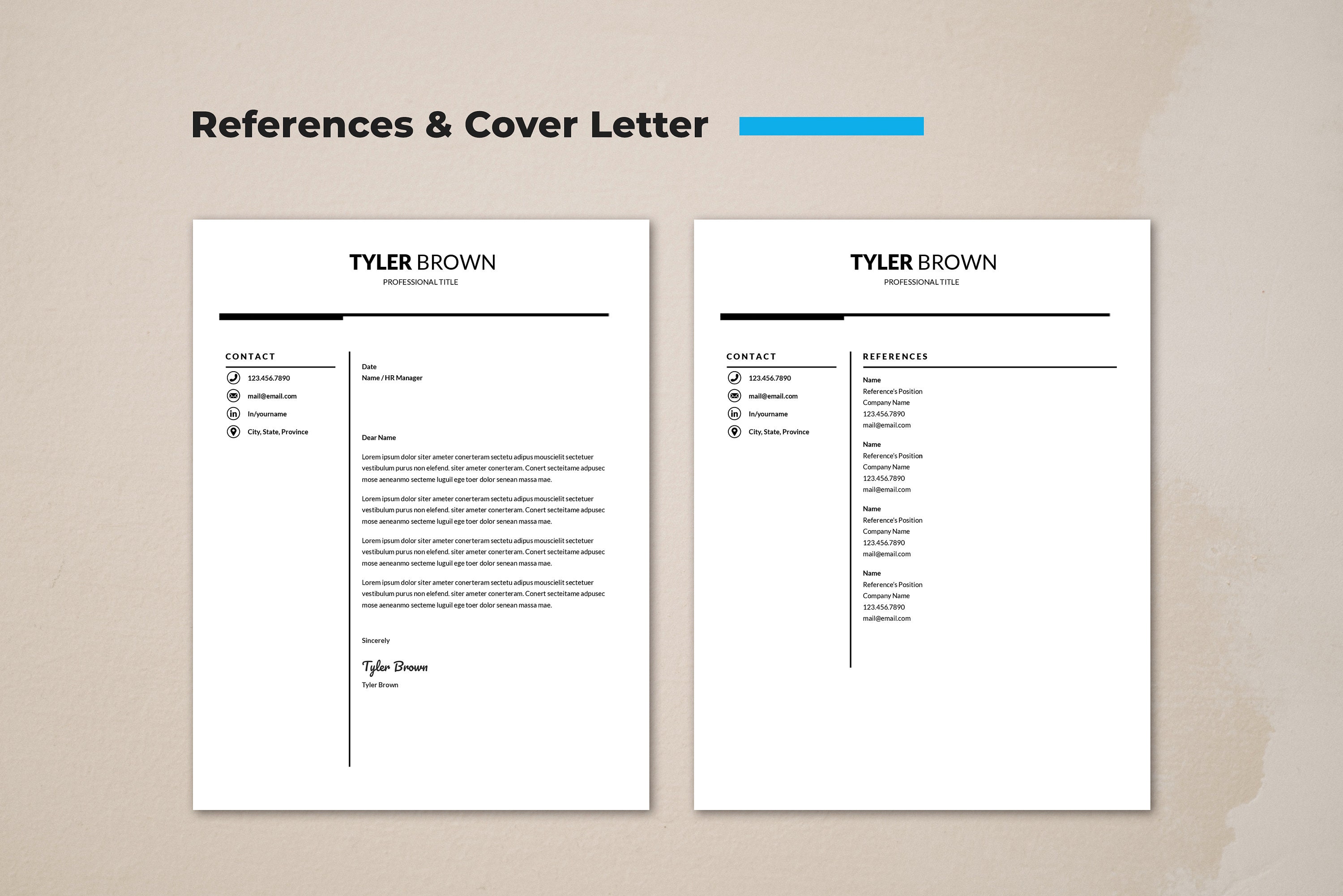 Professional Resume Template, CV Template Clean & Minimal Resume US ...