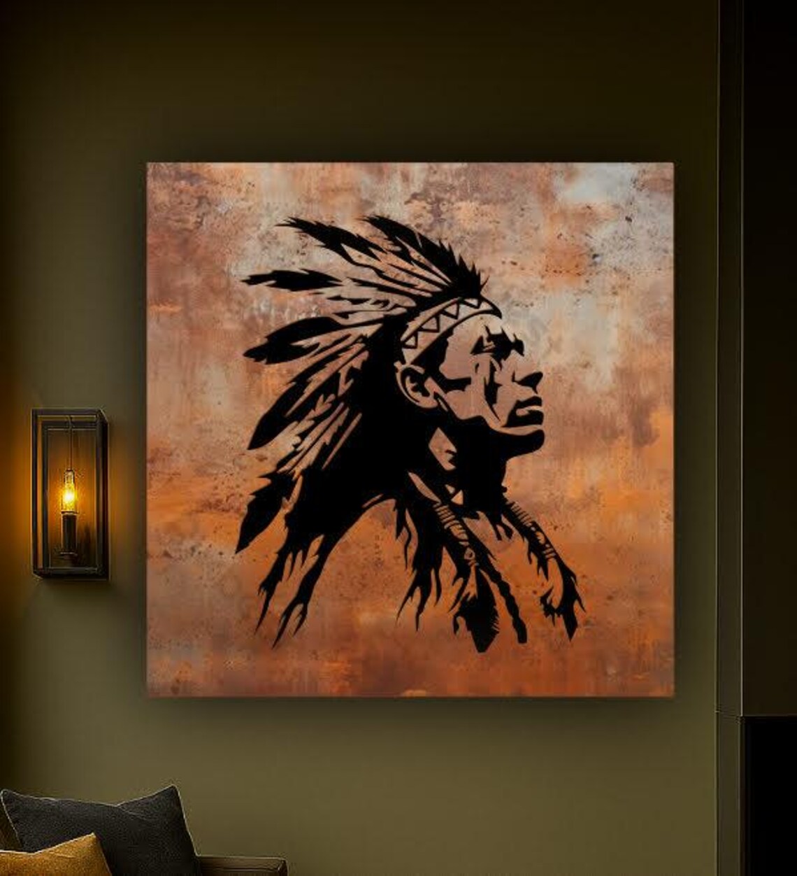 Native American Indian Rusty Metal Sign 45x45" - Etsy
