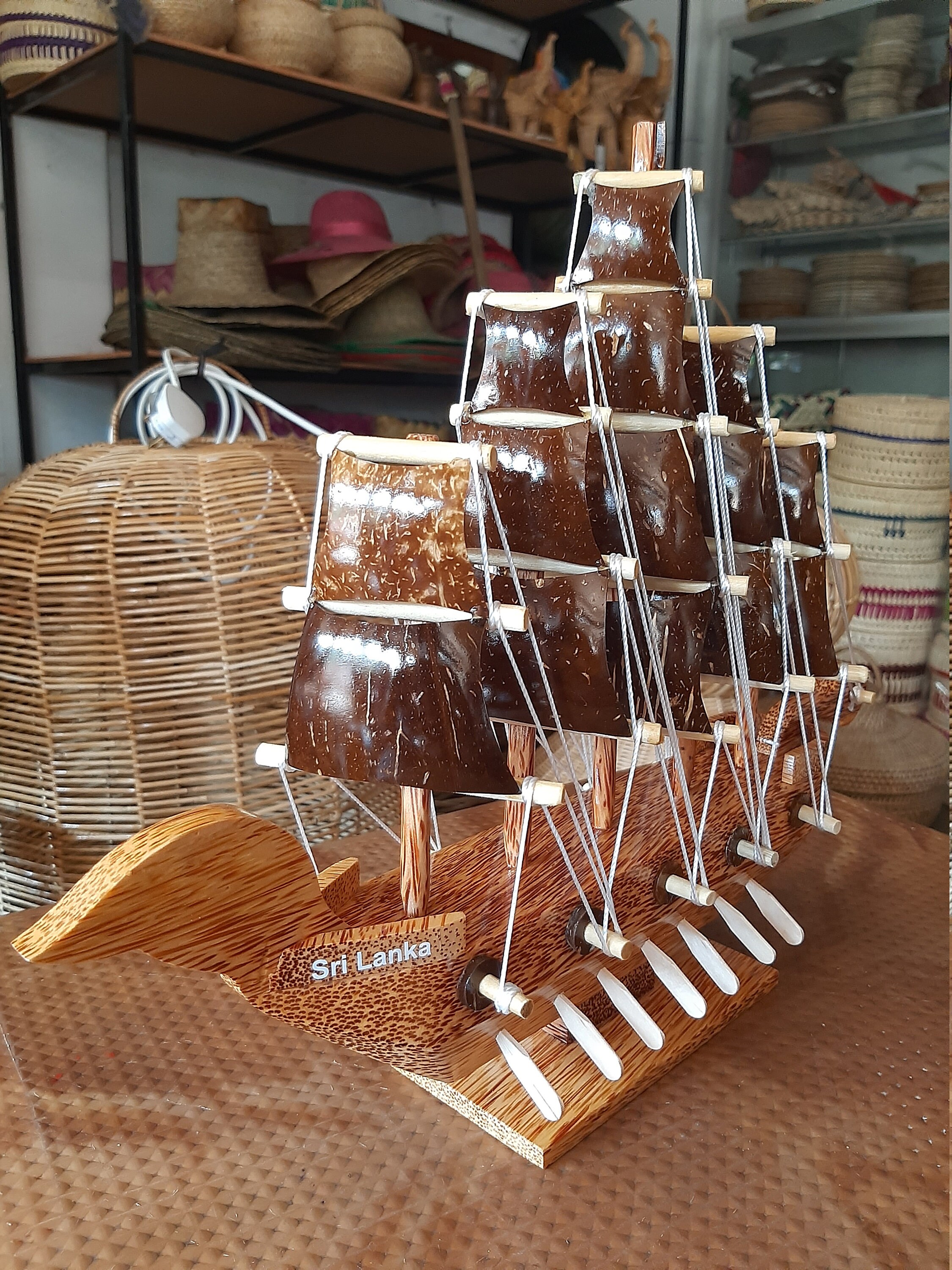 Handcrafted Coconut shell sailing boat Model | Etsy