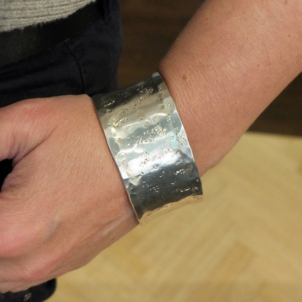 Wide Silver Bangle - Etsy