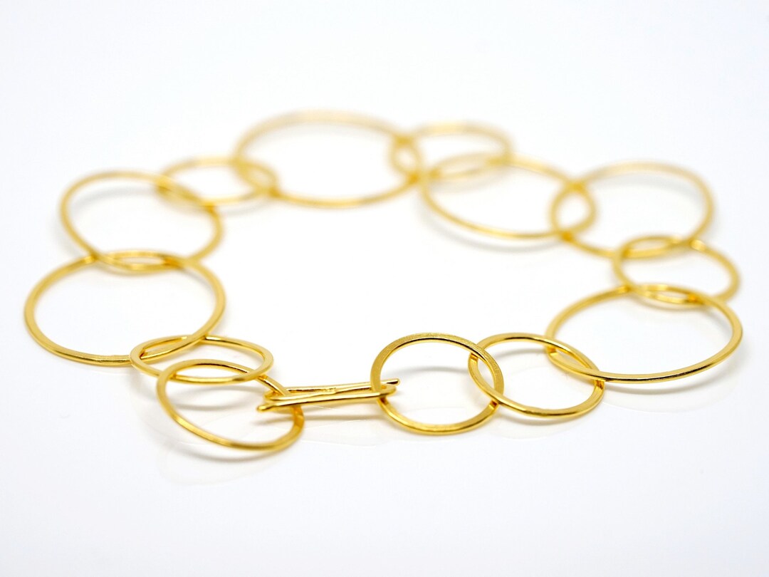 Bracelet With Large Eyelets Made of Silver or Plated With Fine Gold ...