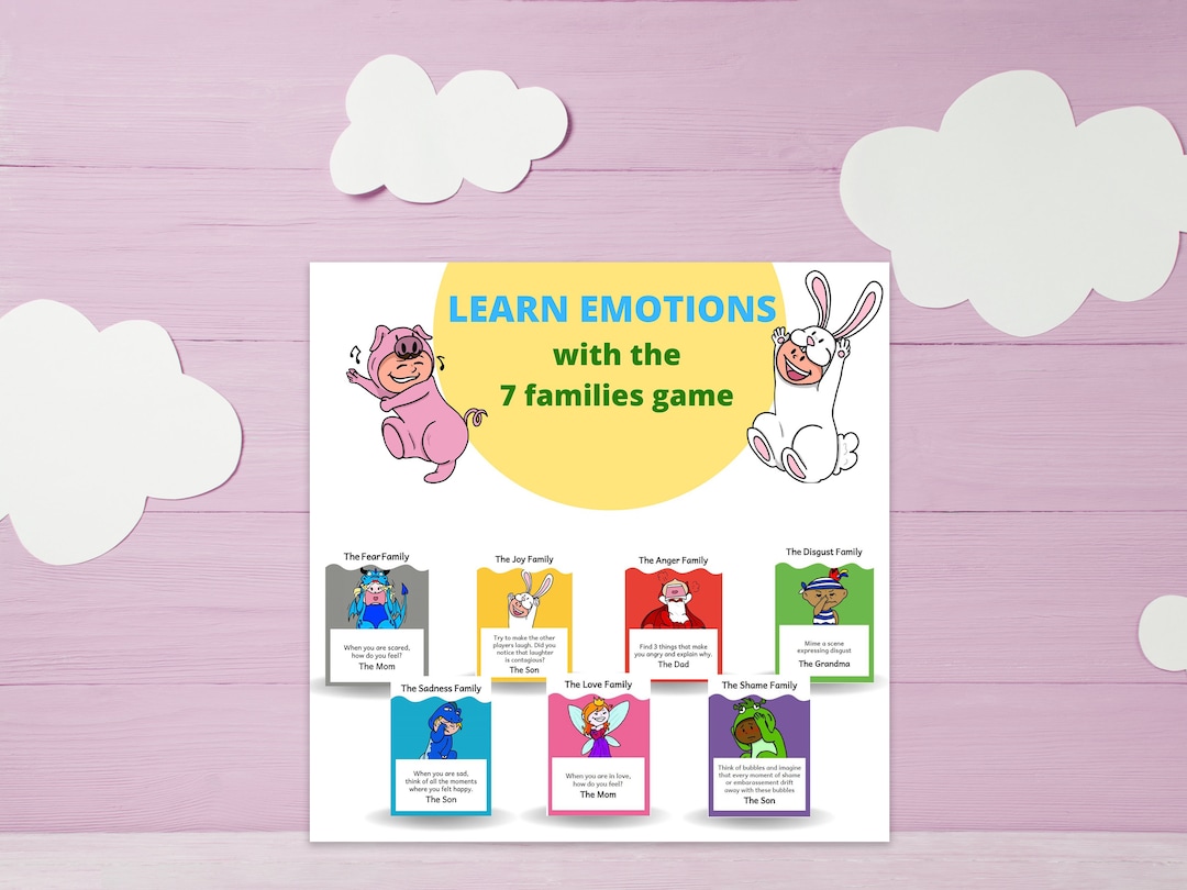42 Emotion Flashcards Printable | Feelings Flashcards | 7 Families Game ...