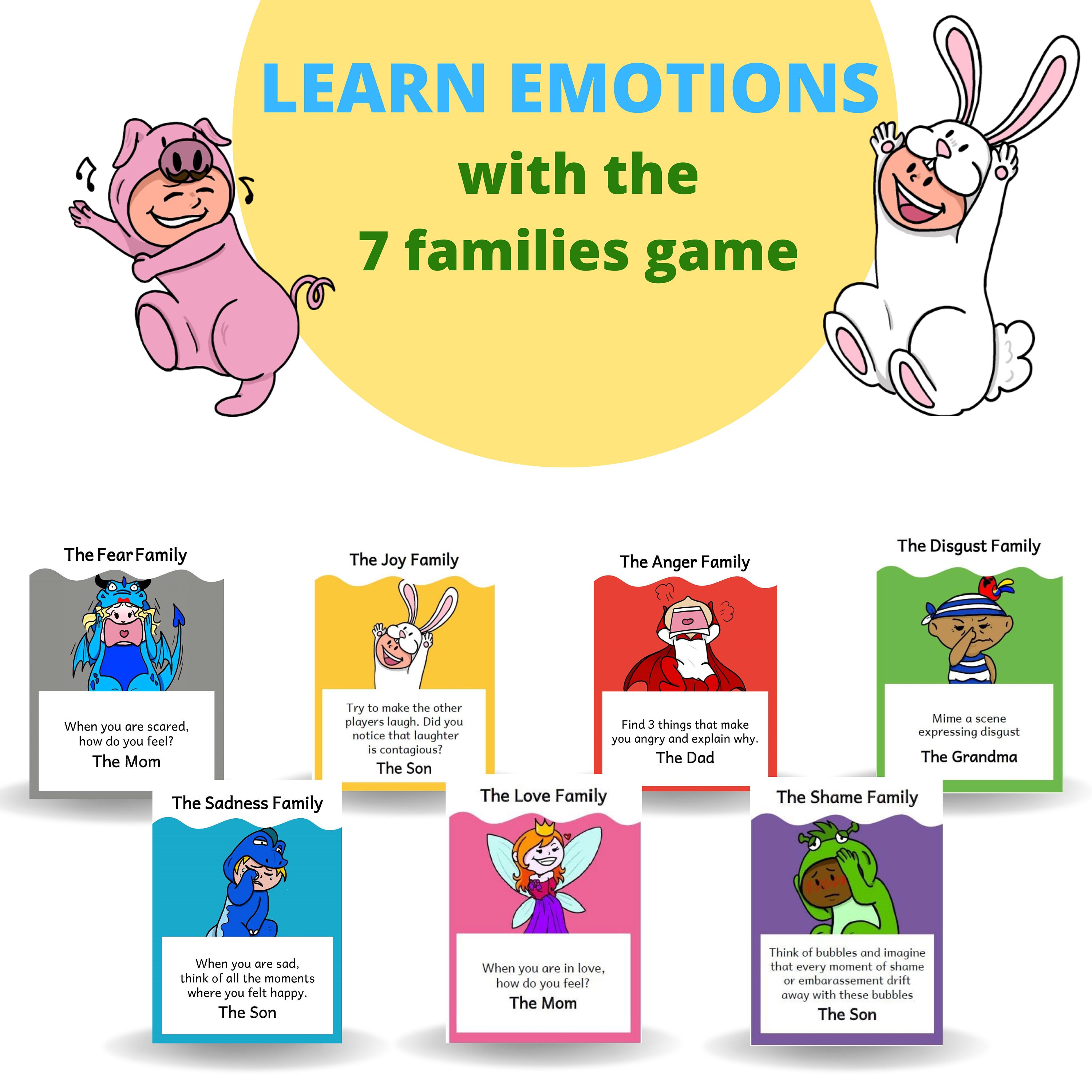 42 Emotion Flashcards Printable Feelings Flashcards 7 Families Game on ...