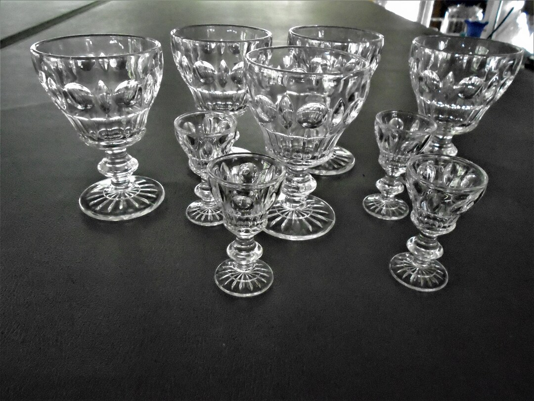 9 Vintage Colony Glassware Classique Wine Goblets Clear Glass Indiana ...